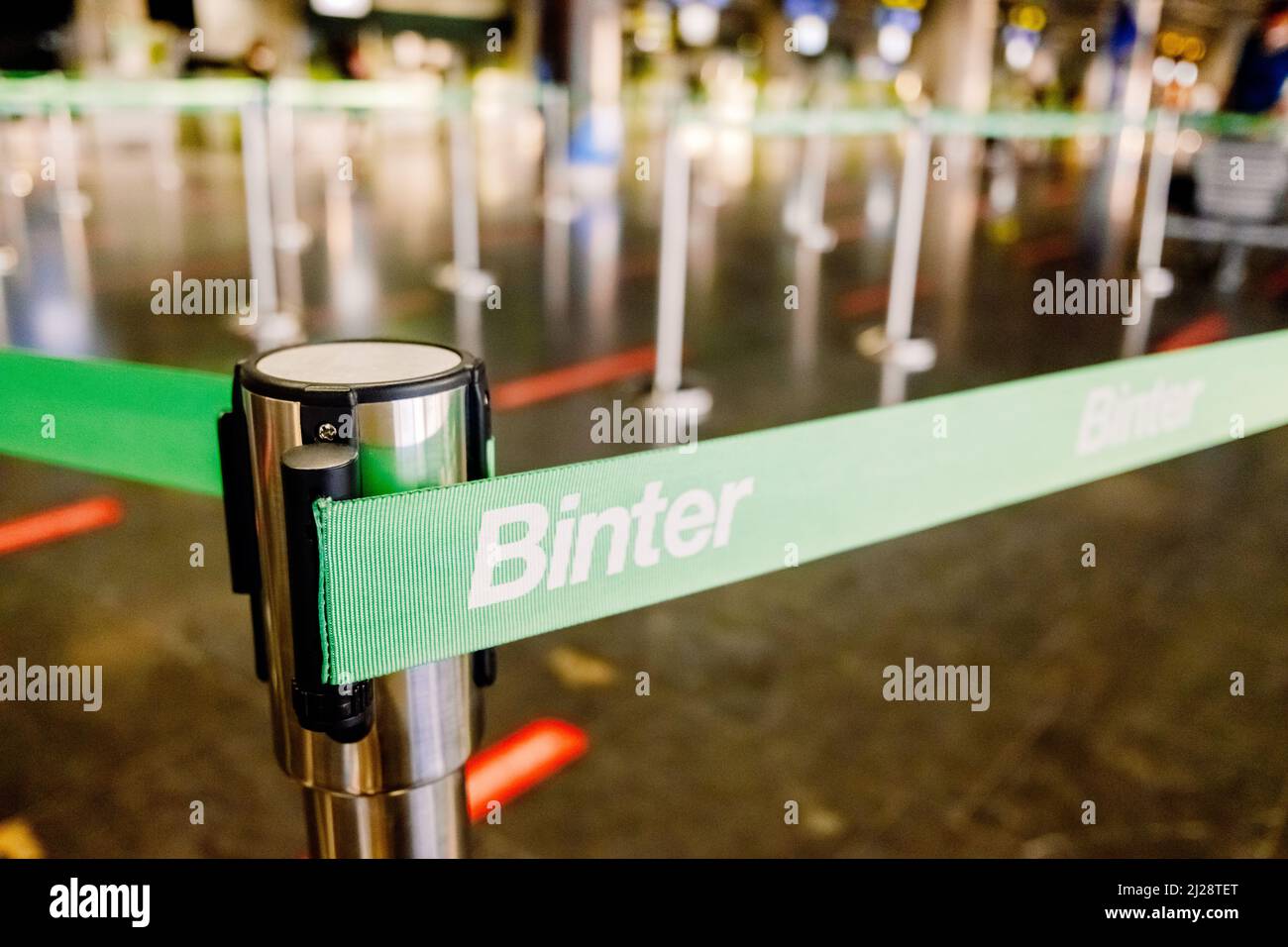 La Laguna, Tenerife - January 14, 2022: Binter airline queue separation ...