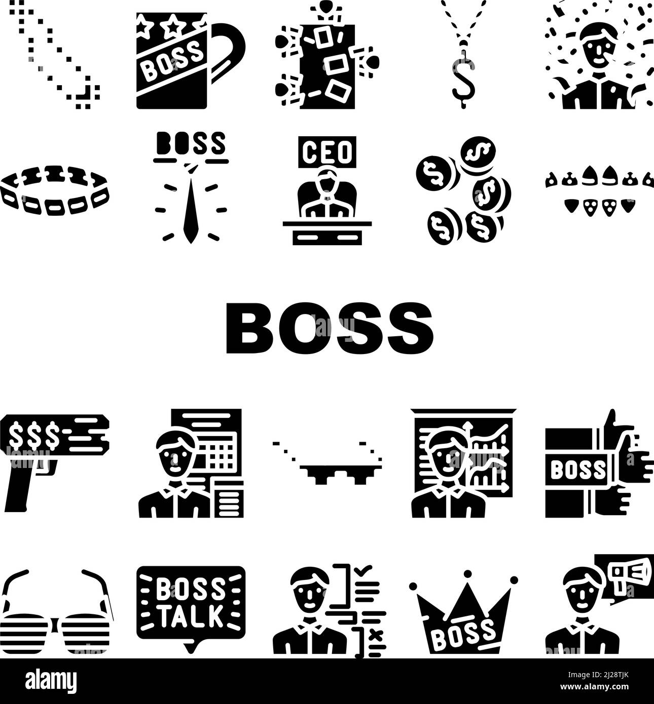 Boss Leader Businessman Accessory Icons Set Vector Stock Vector Image ...