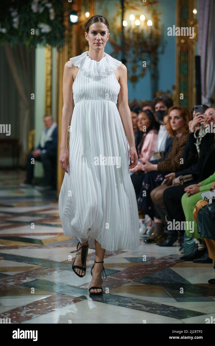 A model showcases Fraile design during the Atelier Couture bridal ...