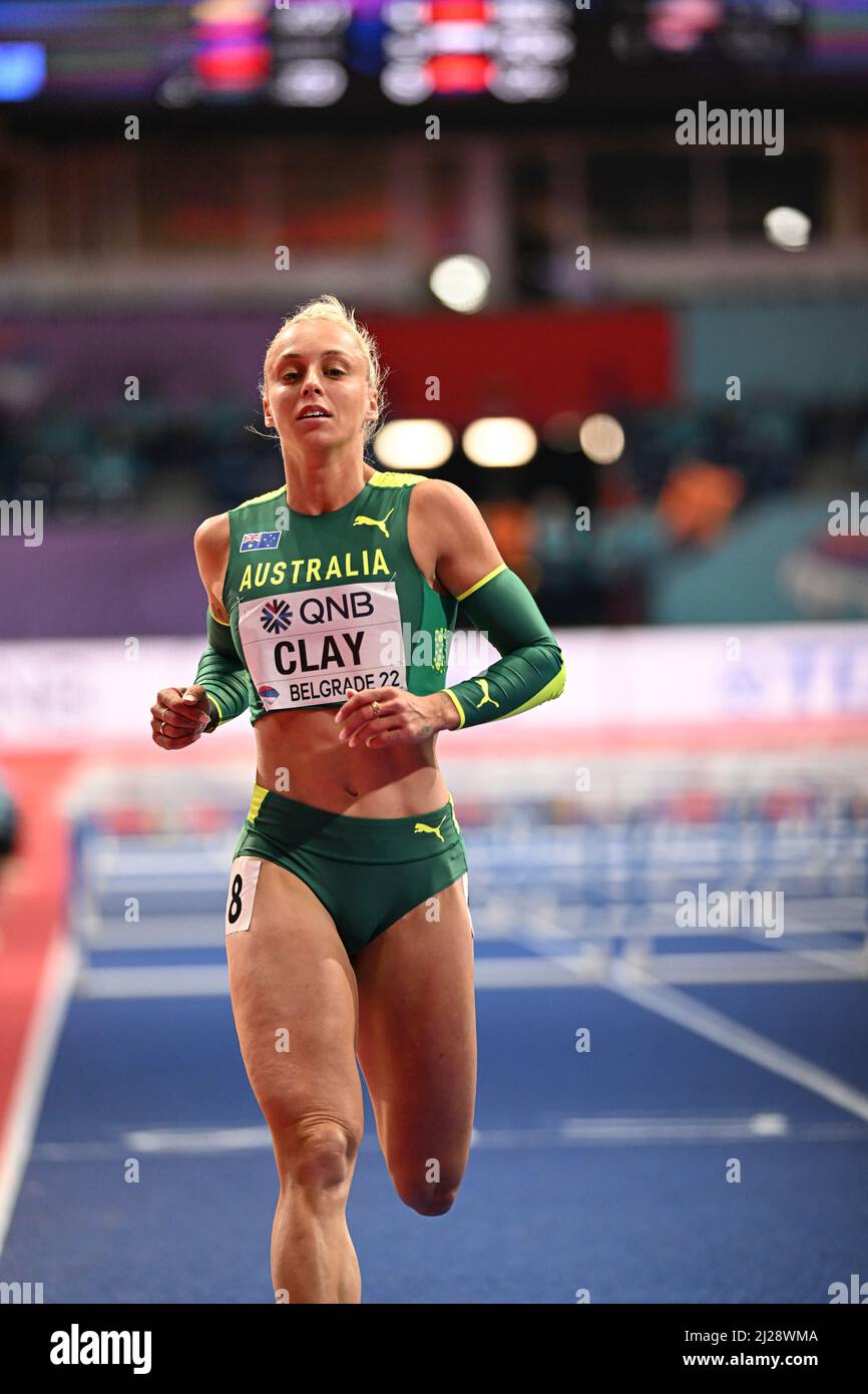 Liz Clay participating in the Belgrade 2022 World Indoor Championships ...
