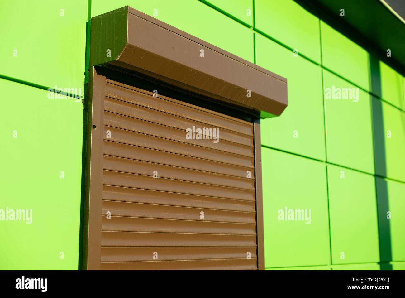 Protective door. Entrance to building. Door lock. Facade of building ...