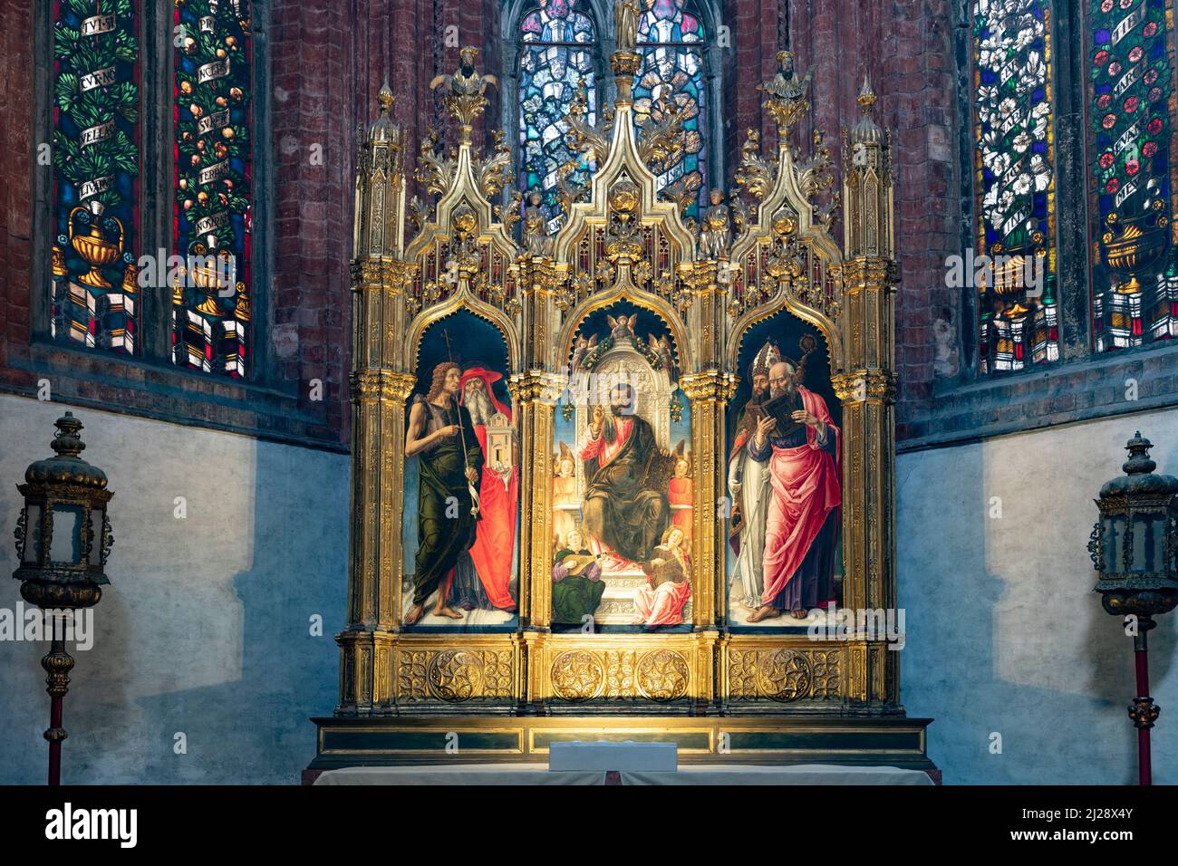 Venice, Italy - July 4, 2021: altar in Basilica di Santa Maria Gloriosa ...