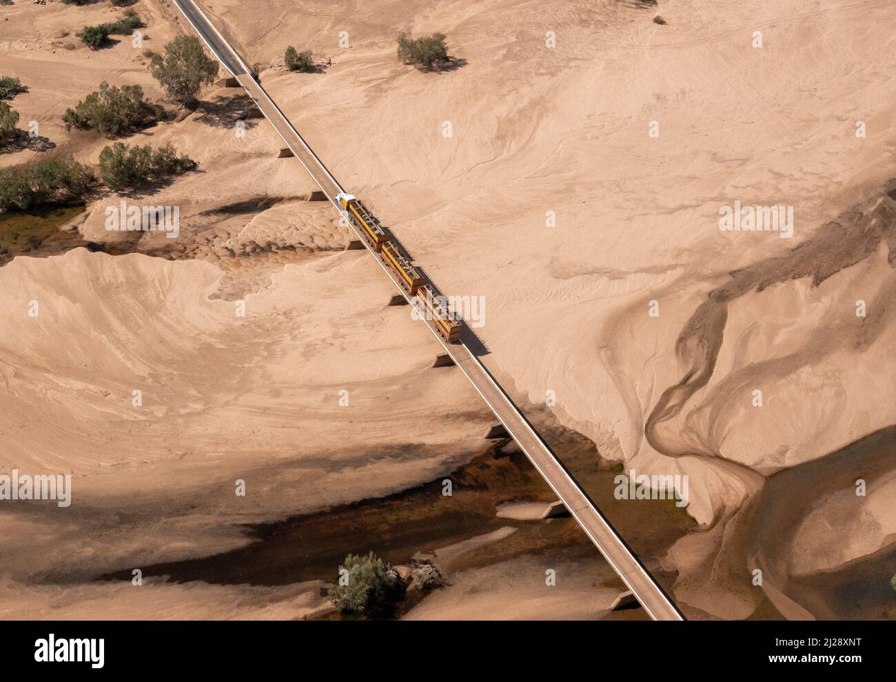Roadtrain full of cattle crossing the Gilbert river in far north ...