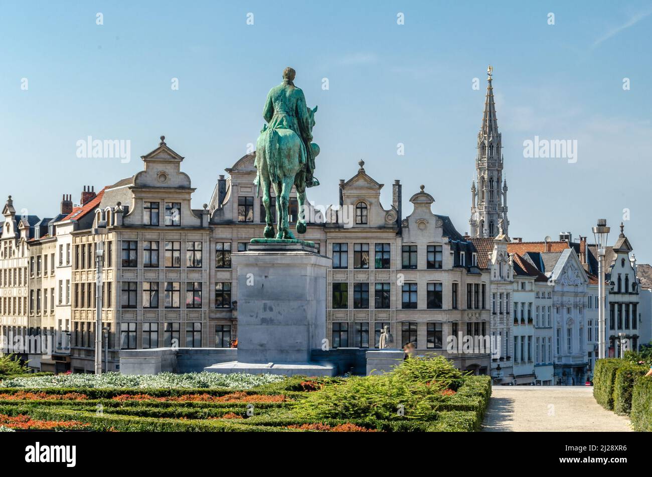 Urban landscape, view from Mont des Arts Gardens in Brussels, Belgium ...