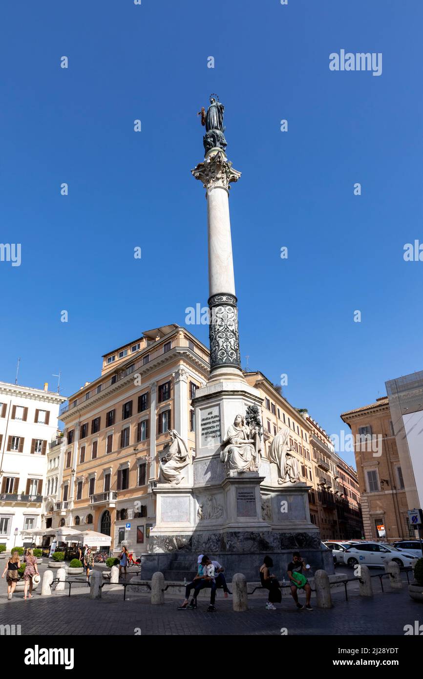Rome, Italy - July 31, 2021: Column of the Immaculate Conception, is a ...