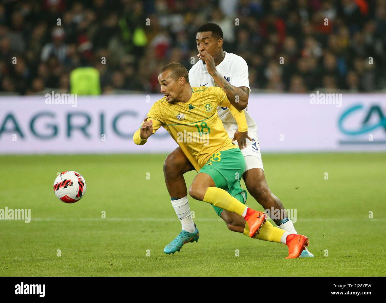 Fagrie Lakay of South Africa, Presnel Kimpembe of France during the ...