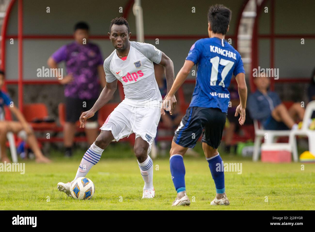 SRIRACHA CITY, THAILAND - MARCH 30: Alex Akande of Kitchee SC and ...