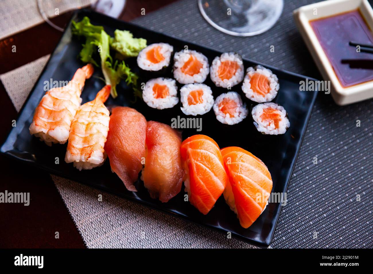 Sushi platter with norimaki and nigiri Stock Photo - Alamy