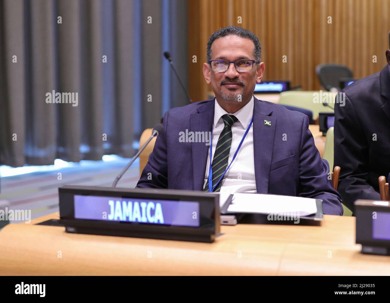 United Nations, New York, USA, March 29, 2022 - Ambassador of Jamaica ...