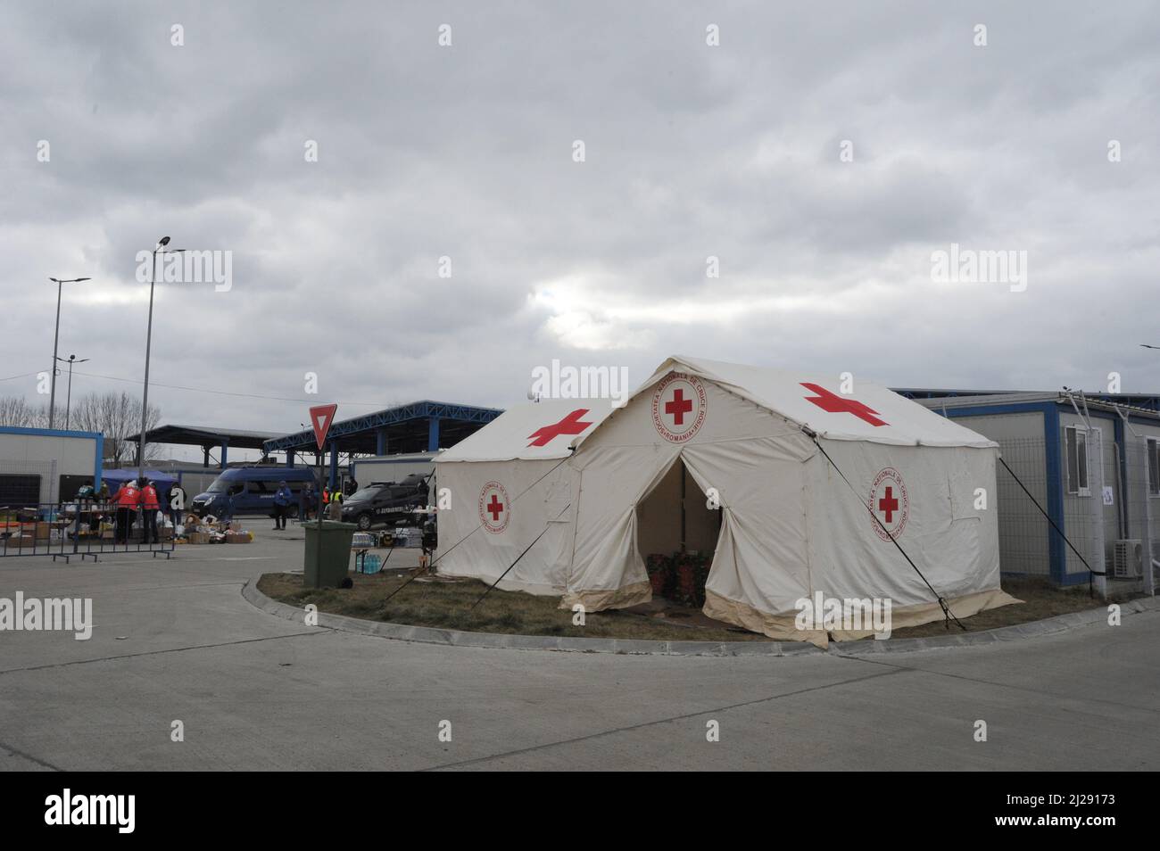 Isaccea border post - romania. refugees welcome ukraine Stock Photo - Alamy