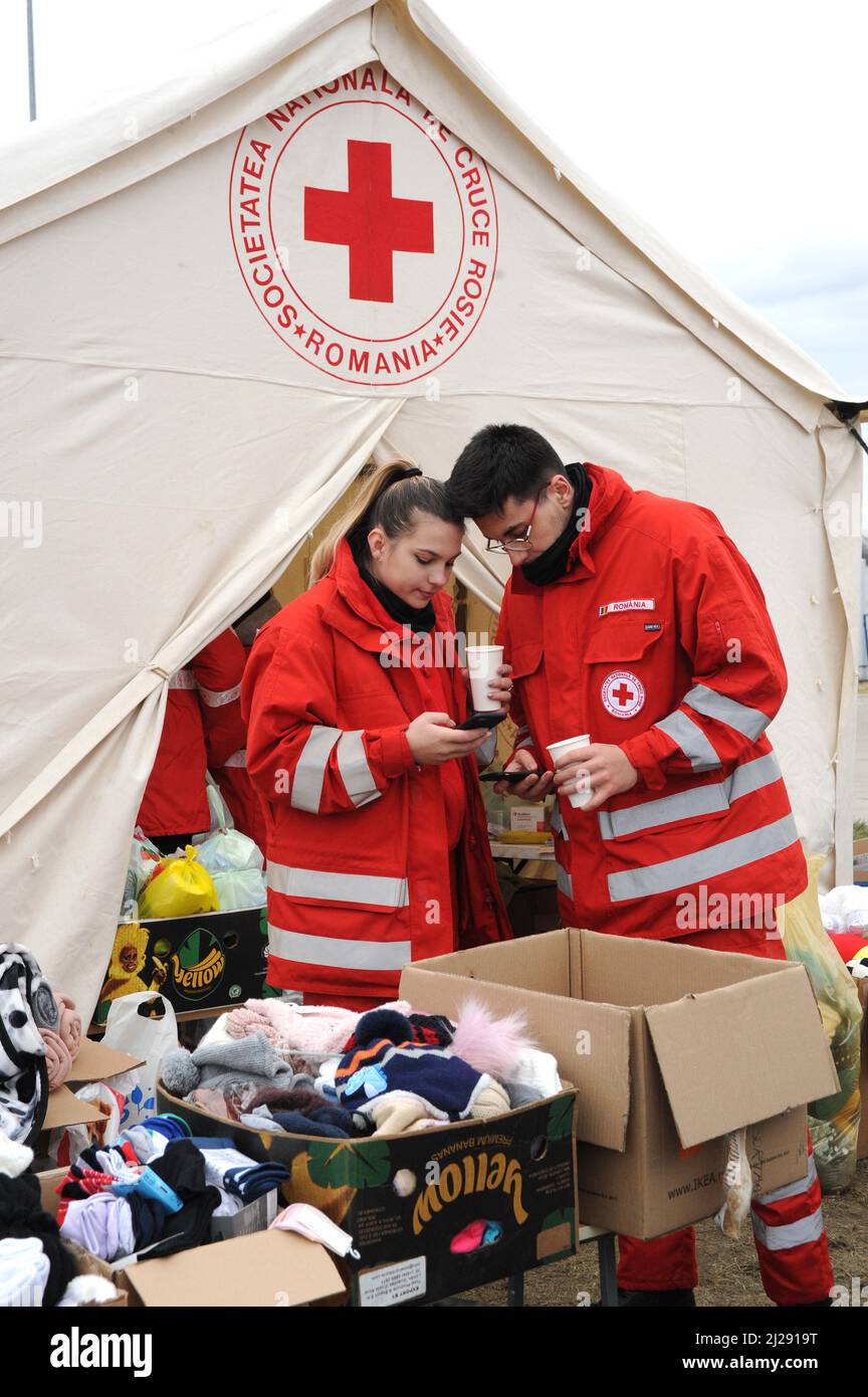 Isaccea border post - romania. refugees welcome ukraine Stock Photo - Alamy