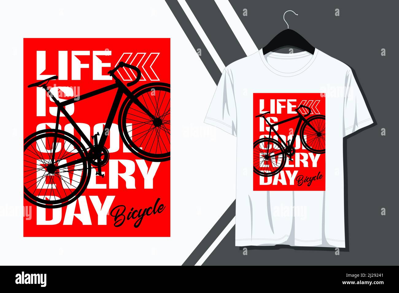 Typography bicycle vector illustration to print on t-shirts front view ...