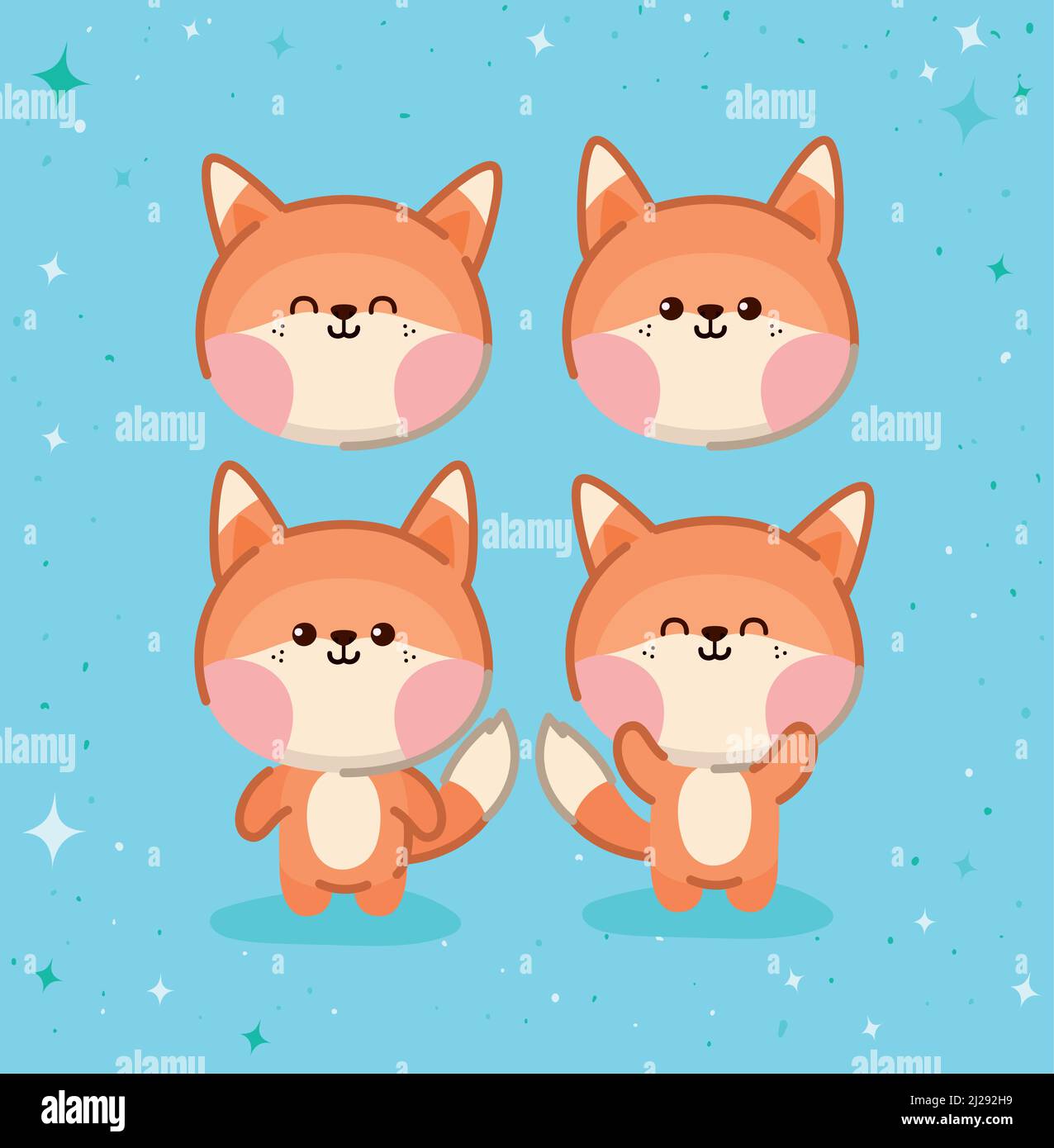 four foxes group Stock Vector Image & Art - Alamy