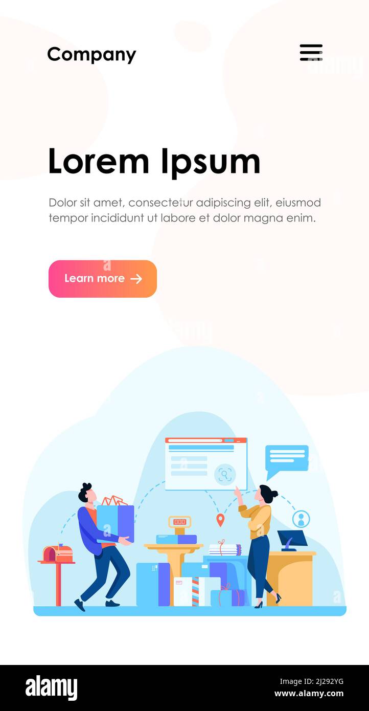 People working at post office flat vector illustration. Shipping and ...