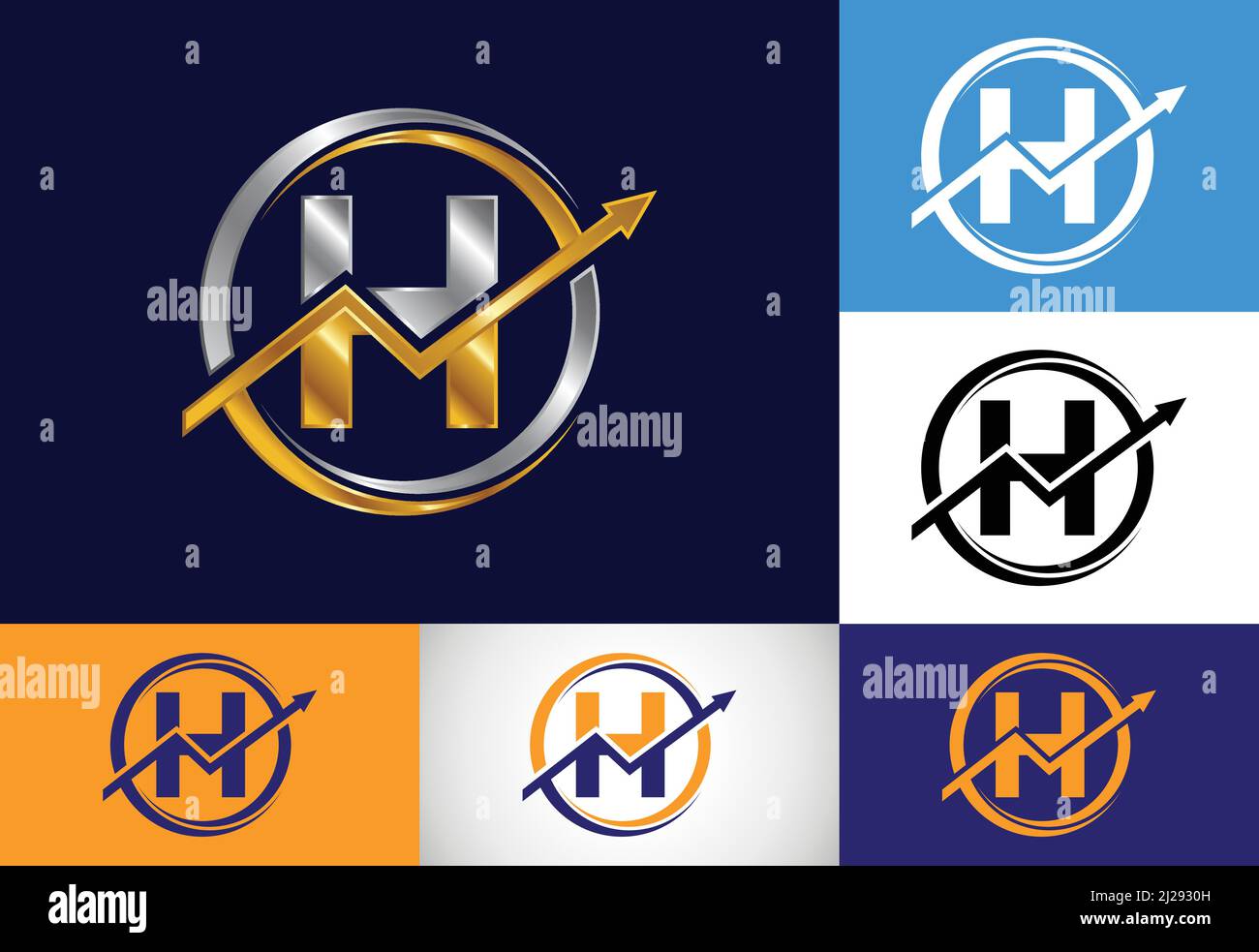 Initial H monogram alphabet symbol design incorporated with the arrow ...