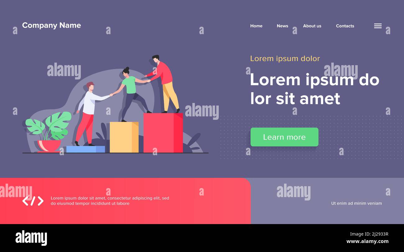 Employees giving hands and helping colleagues to walk upstairs. Team ...