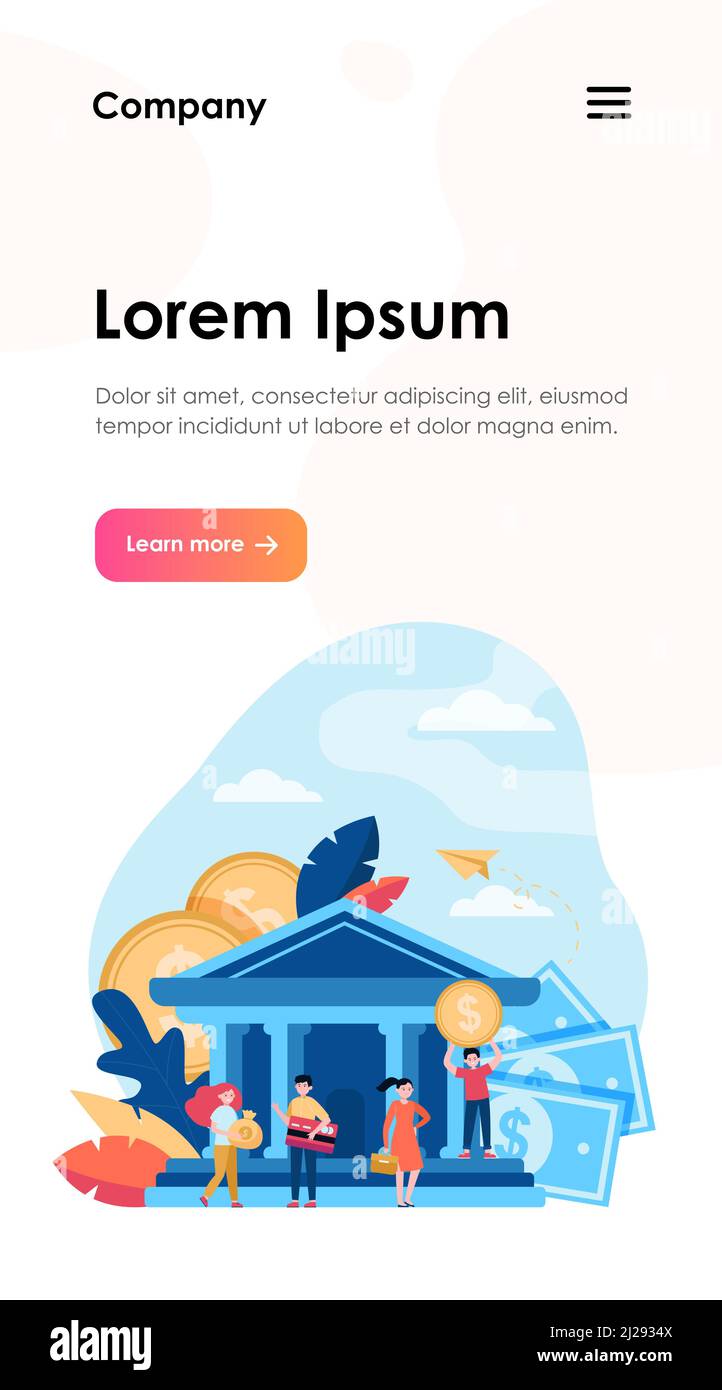 Business people with money and credit card standing near bank building ...