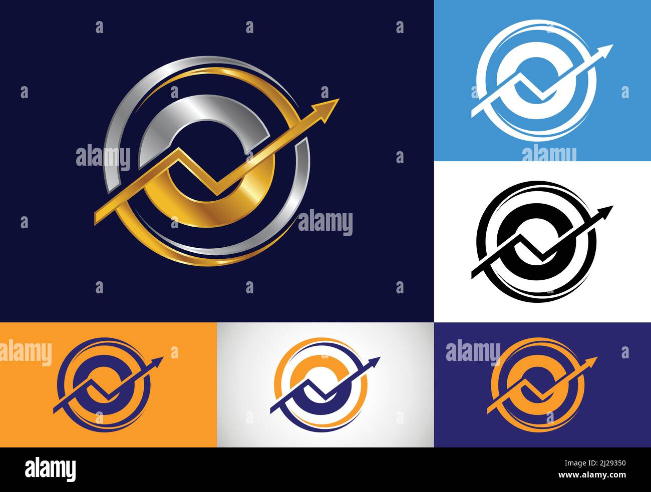 Initial O monogram alphabet symbol design incorporated with the arrow ...