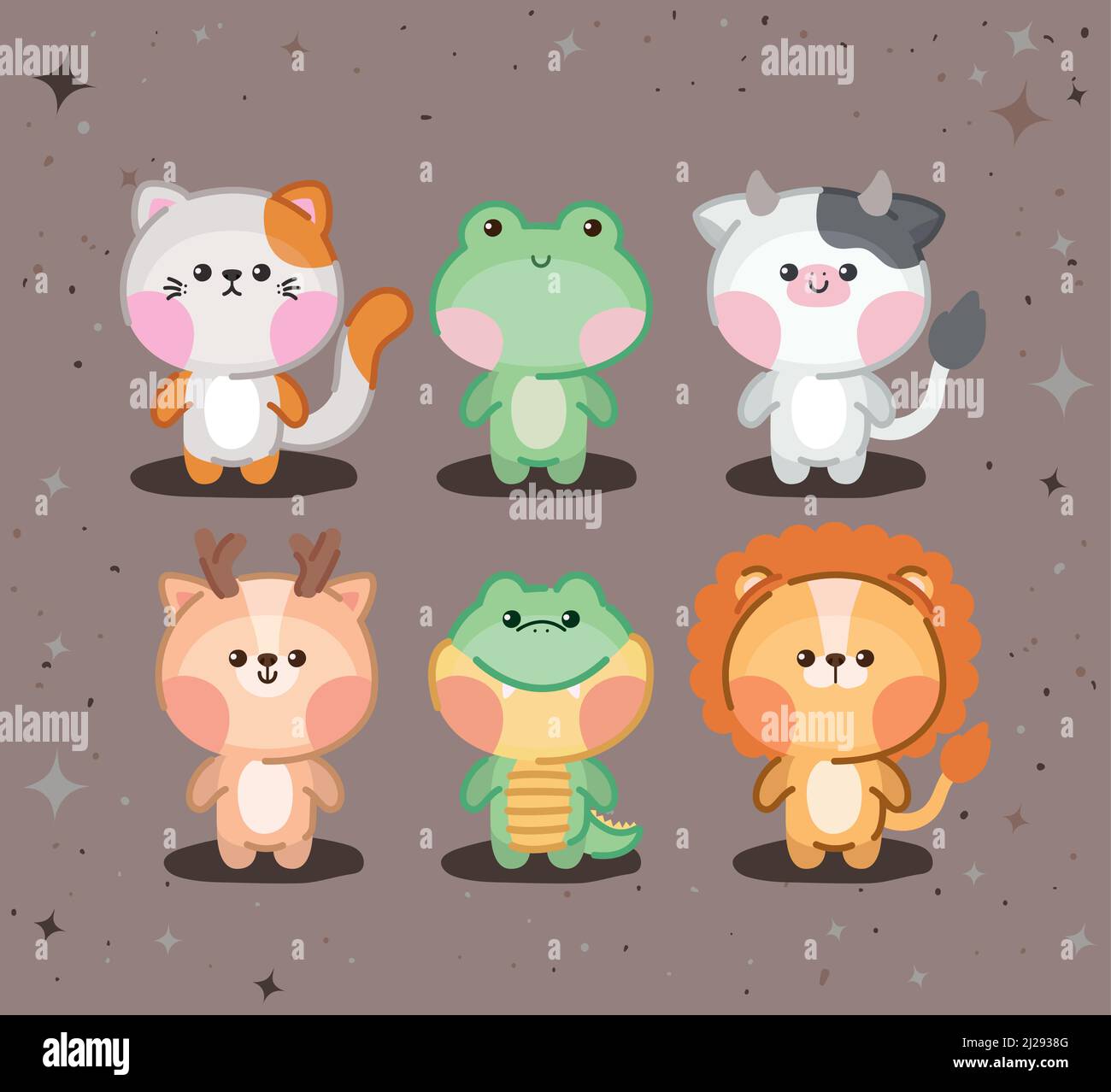 six kawaii animals Stock Vector Image & Art - Alamy