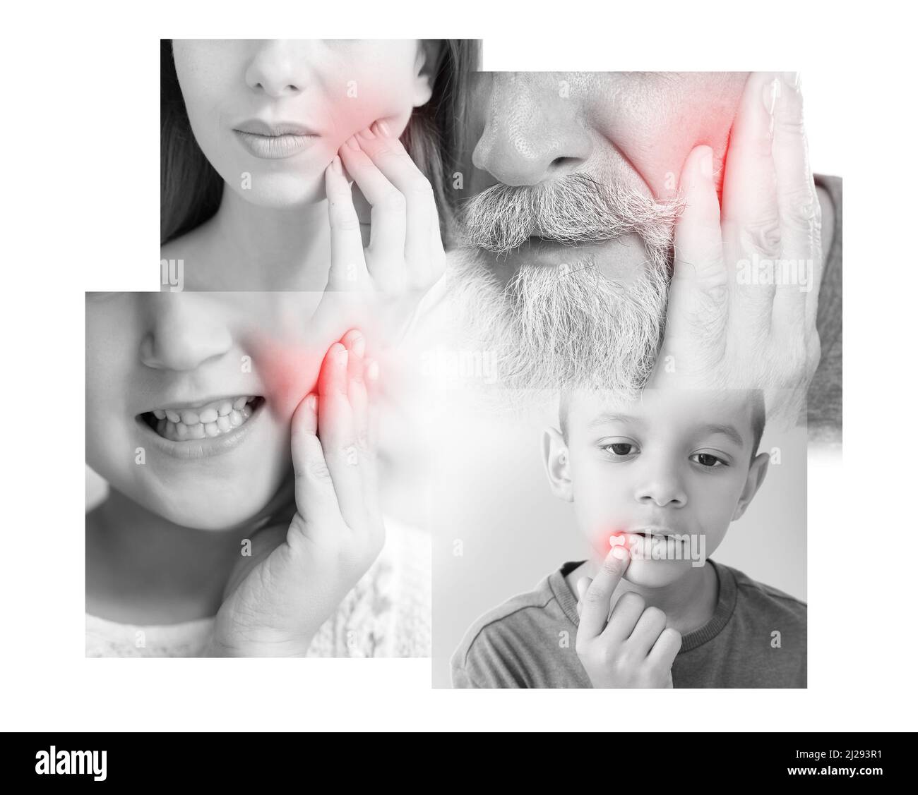 Collage with people of different ages suffering from toothache Stock ...