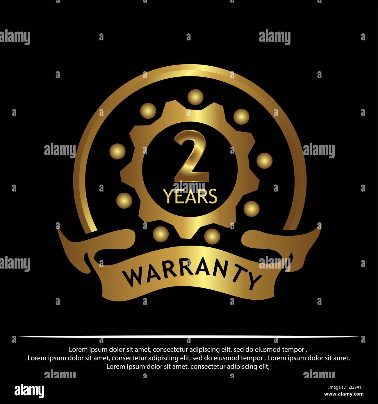 Two year warranty golden label on black background Stock Vector Image ...