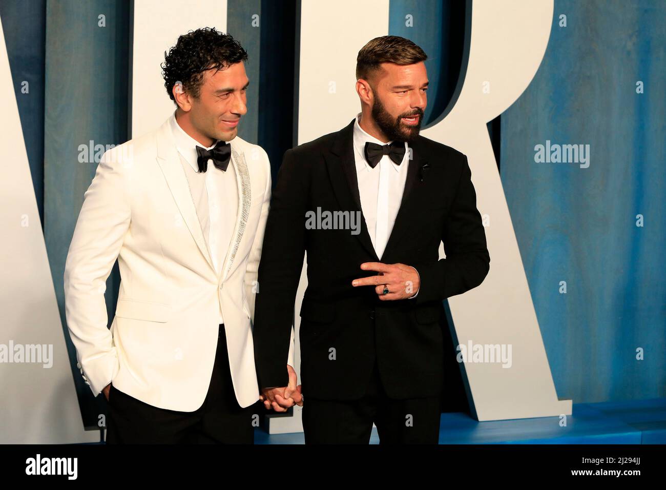 LOS ANGELES - MAR 27: Jwan Yosef, Ricky Martin at the Vanity Fair Oscar ...