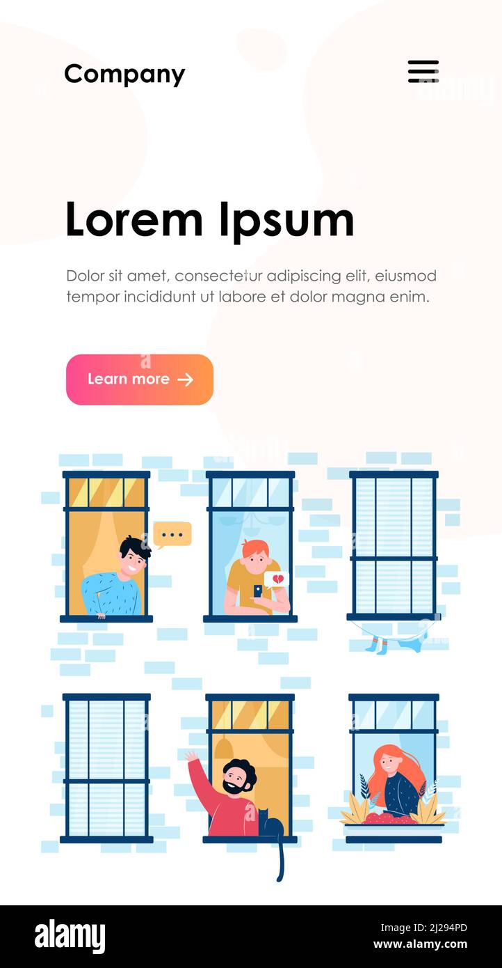 Friendly neighbors looking at windows. Friendship, neighbor, building ...