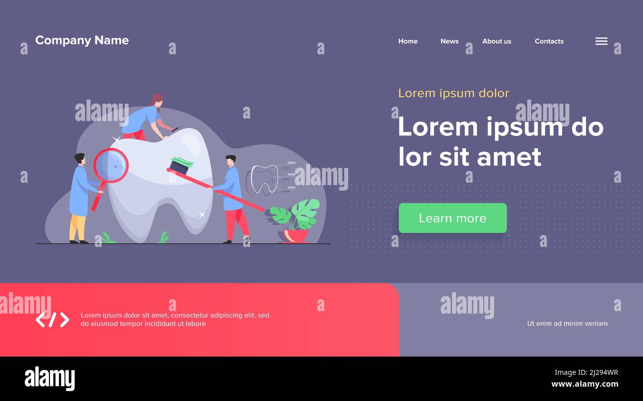 Team of dentists taking care of teeth. Small doctors examining ...