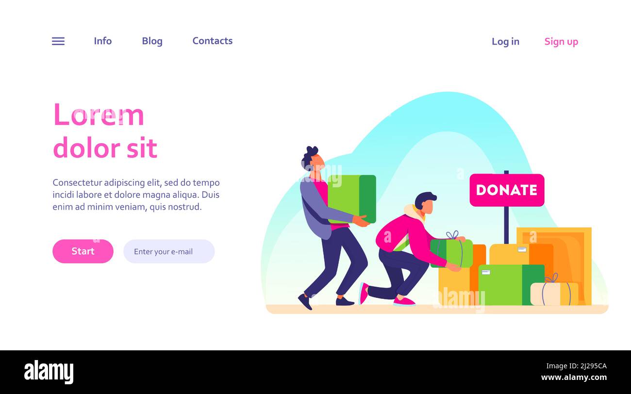 Volunteers donating stuff in boxes for poor people. Service, homeless ...