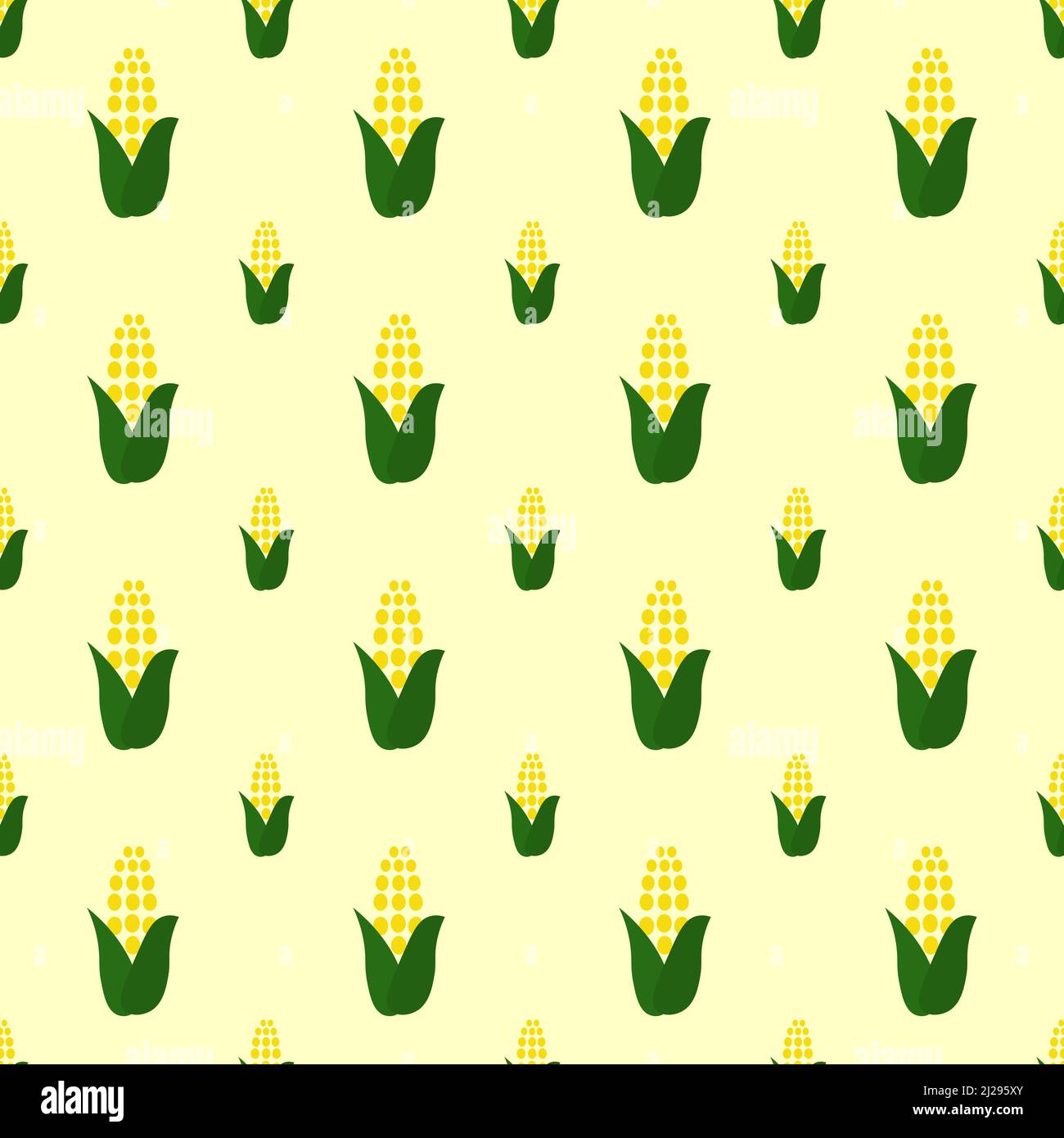 Seamless pattern with corn cob. Stylized vector illustration on a ...
