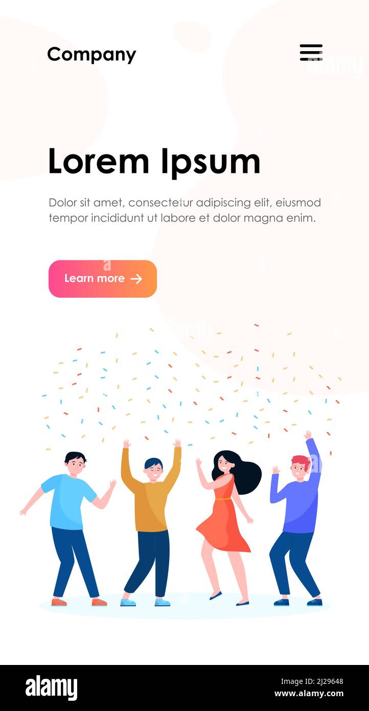 Happy people dancing at party together flat vector illustration ...