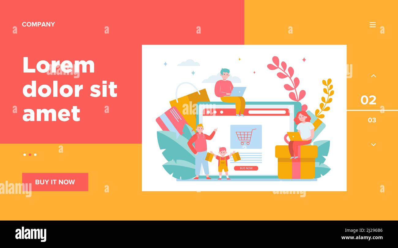 Happy people shopping online. Basket, tablet, customer flat vector ...