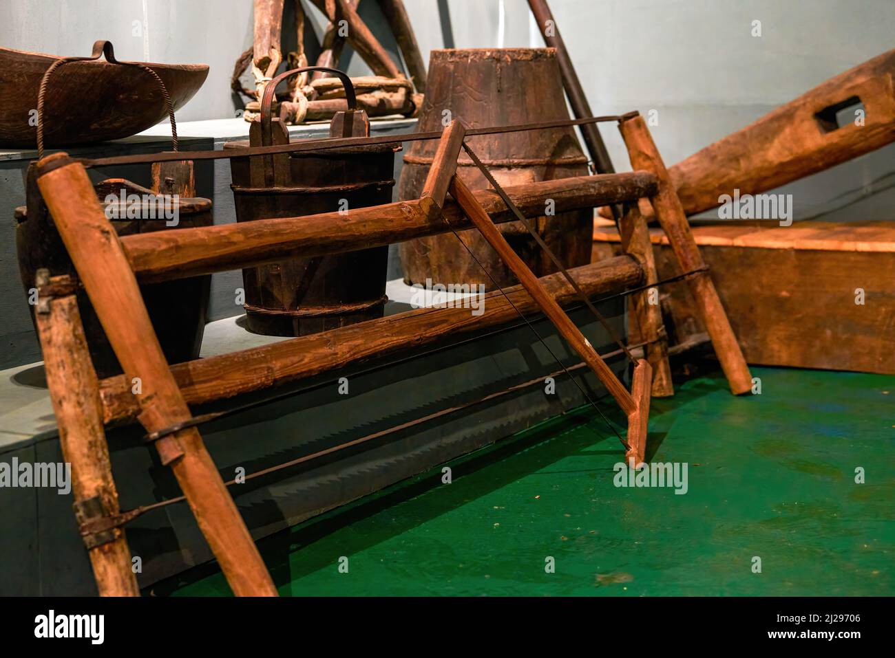 Various traditional woodworking tools close-up Stock Photo - Alamy