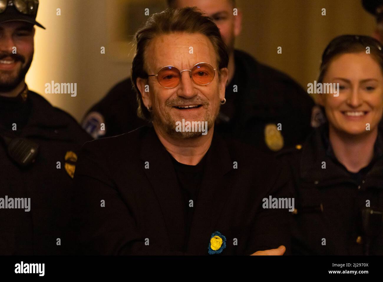 Bono, an Irish singer-songwriter, meets with members of the Capitol ...