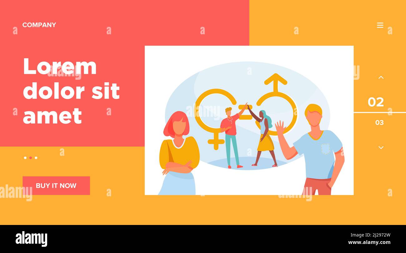 Man and woman giving high five. Male and female characters with gender ...