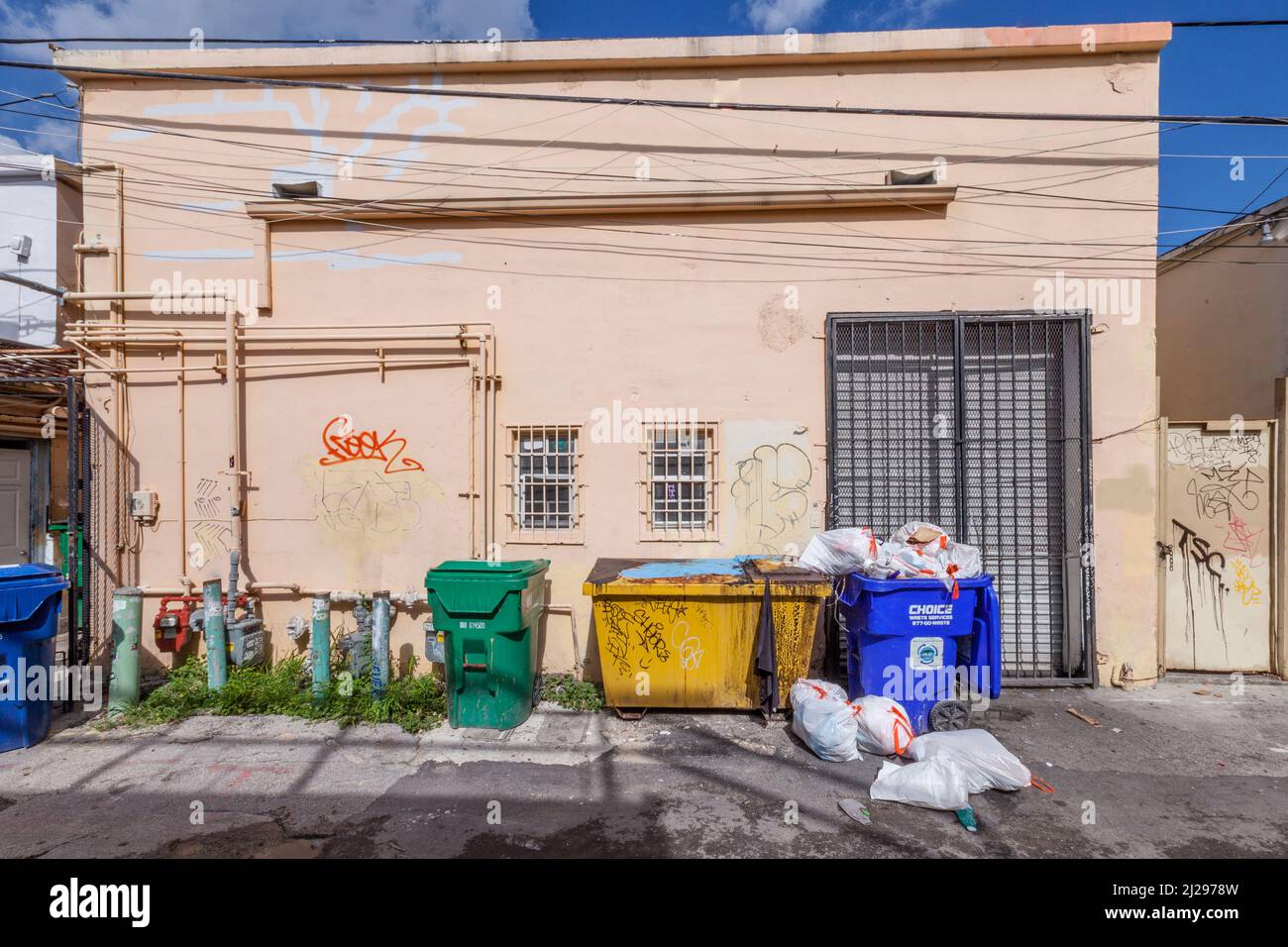 Mimi Beach, USA - August 5, 2013: small street with old buildings in ...