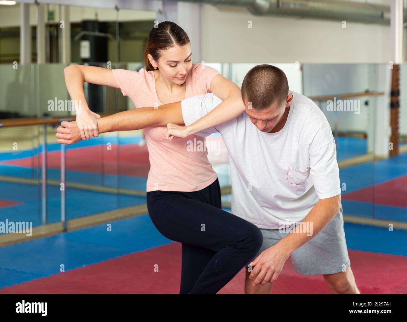 Active woman training captures on self-defense course Stock Photo - Alamy