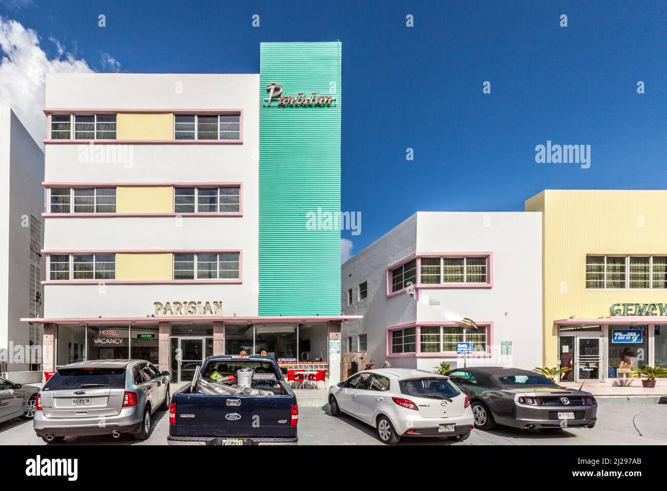 Mimi Beach, USA - August 5, 2013: facade of the Parisian Hotel, an old ...