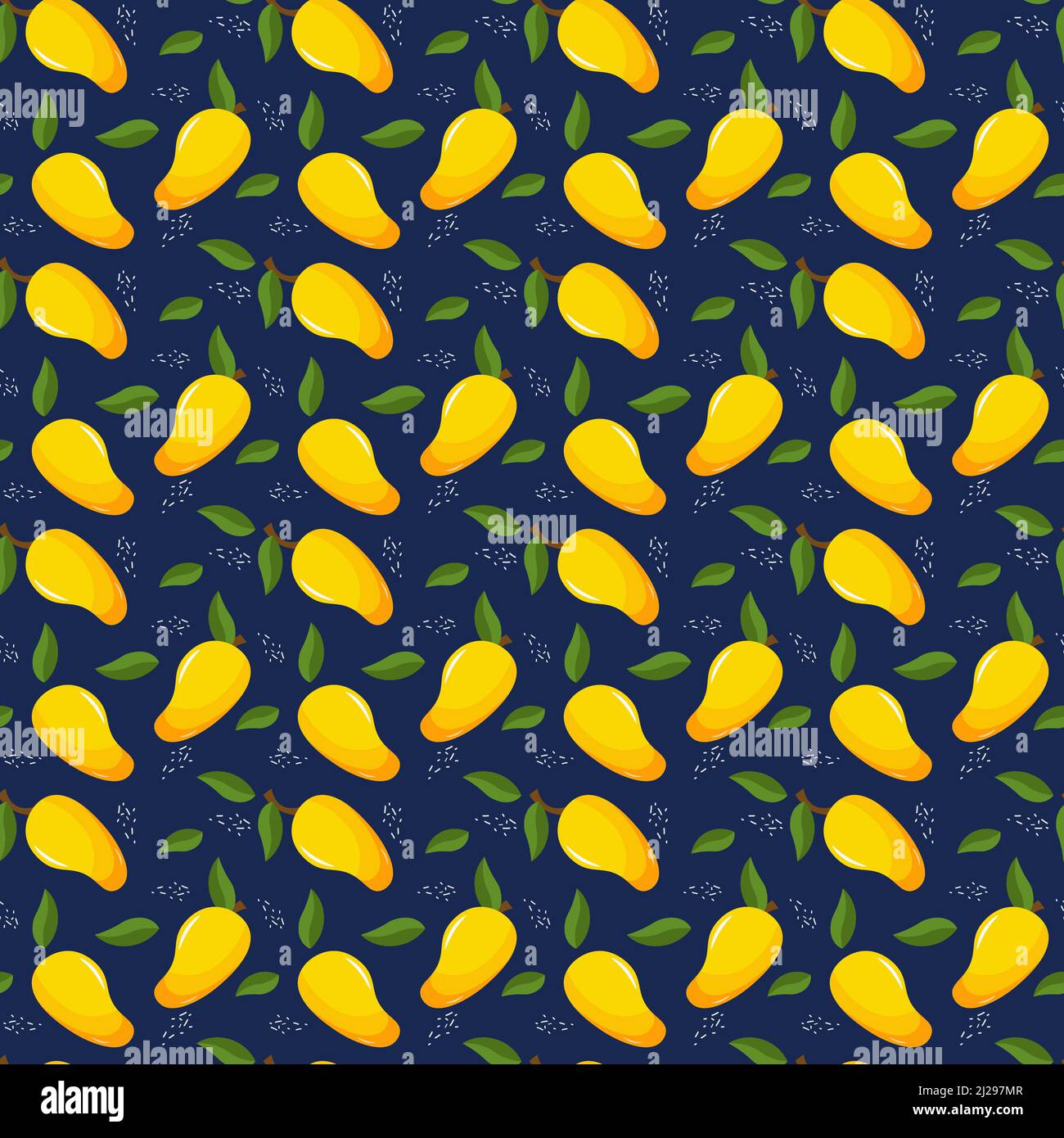 Pattern with yellow mango on a blue background. Vector illustration ...