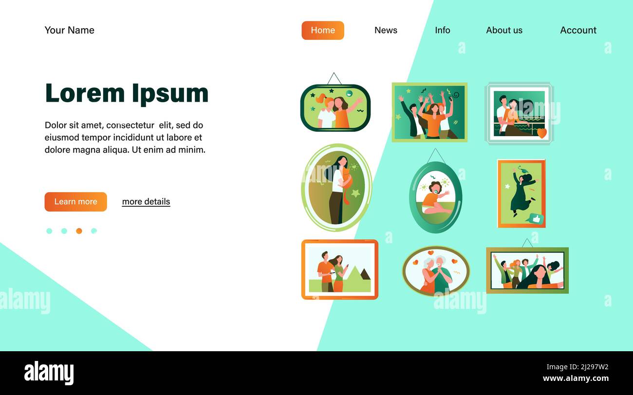 Cartoon family photo frames isolated flat vector illustration. Framed ...