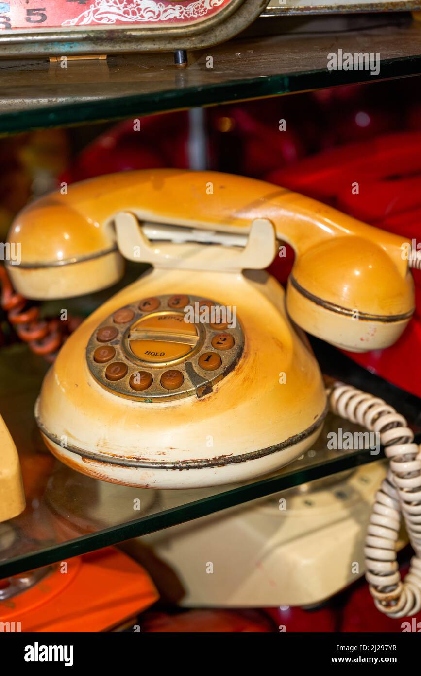 Close-up of old and retro traditional Chinese landline telephone Stock ...