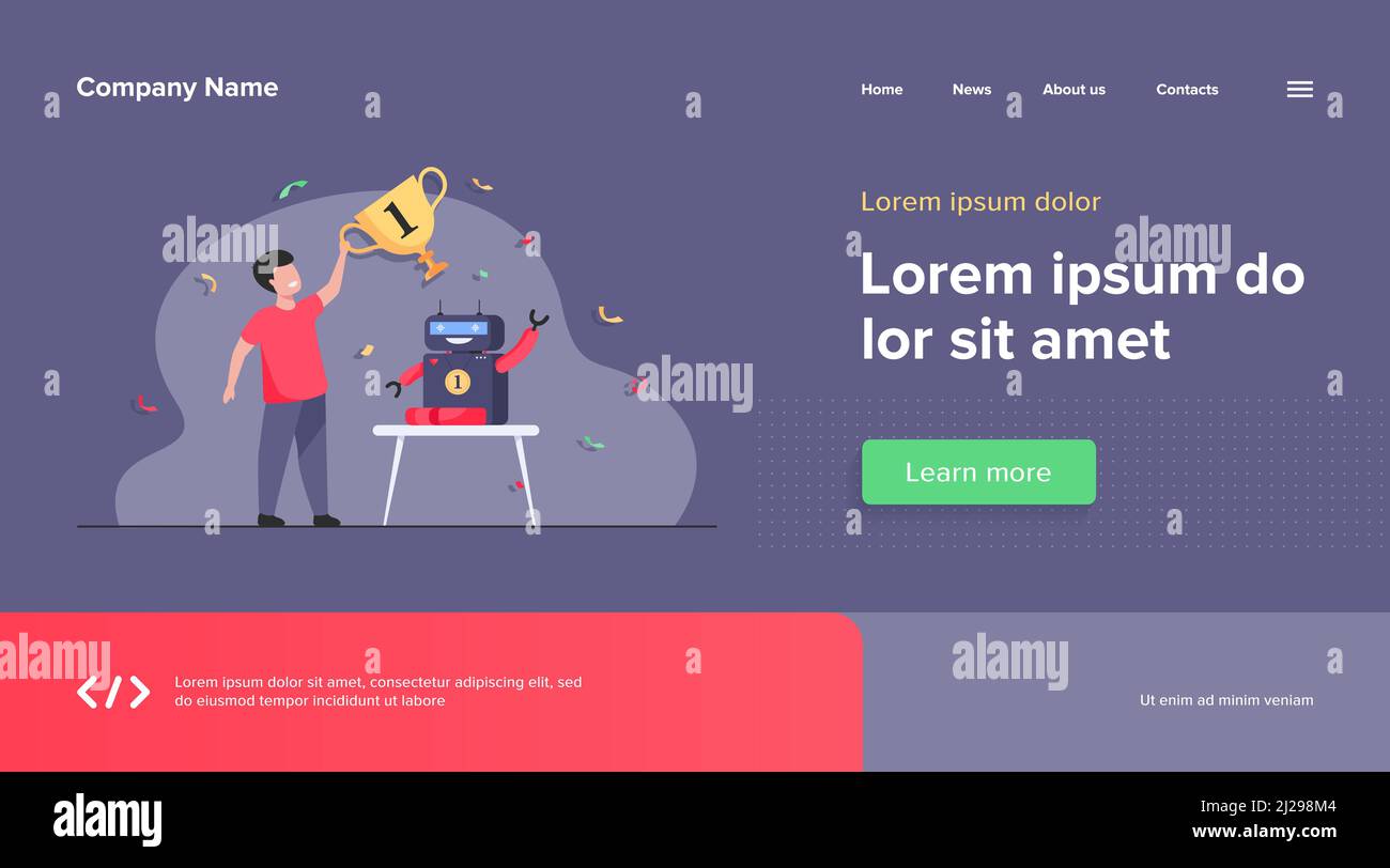 Child getting award for robot flat vector illustration. Cartoon young ...