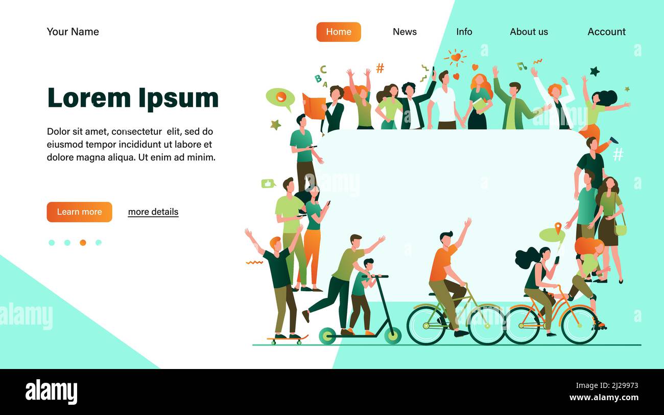 Different multicultural people in crowd flat vector illustration ...