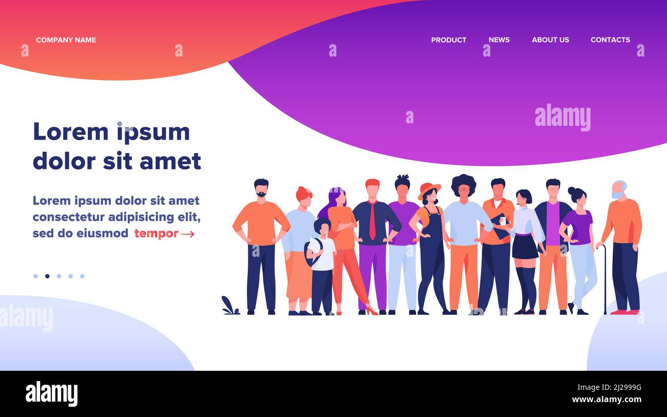 Diverse crowd of people of different ages and races. Multiracial ...