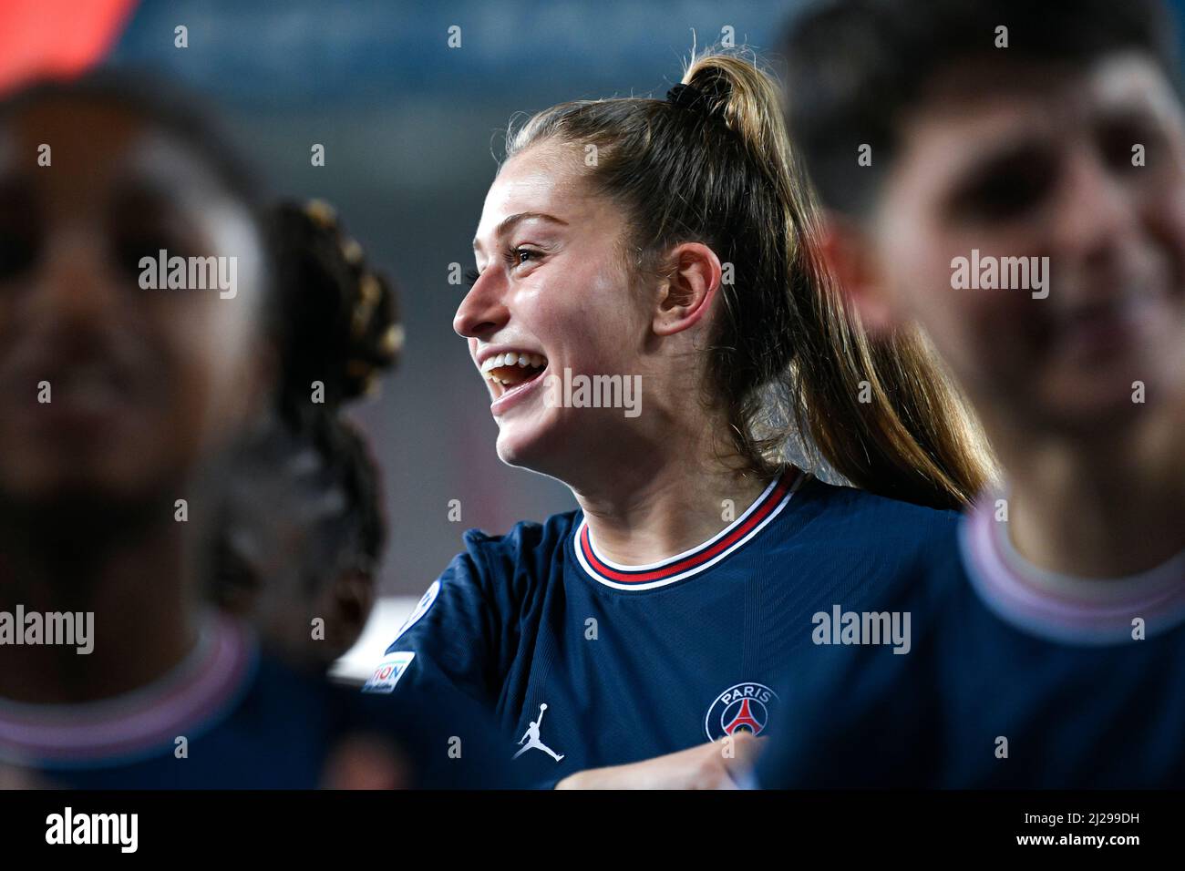 Jordyn Huitema and the team of PSG celebrates during the UEFA Women's ...