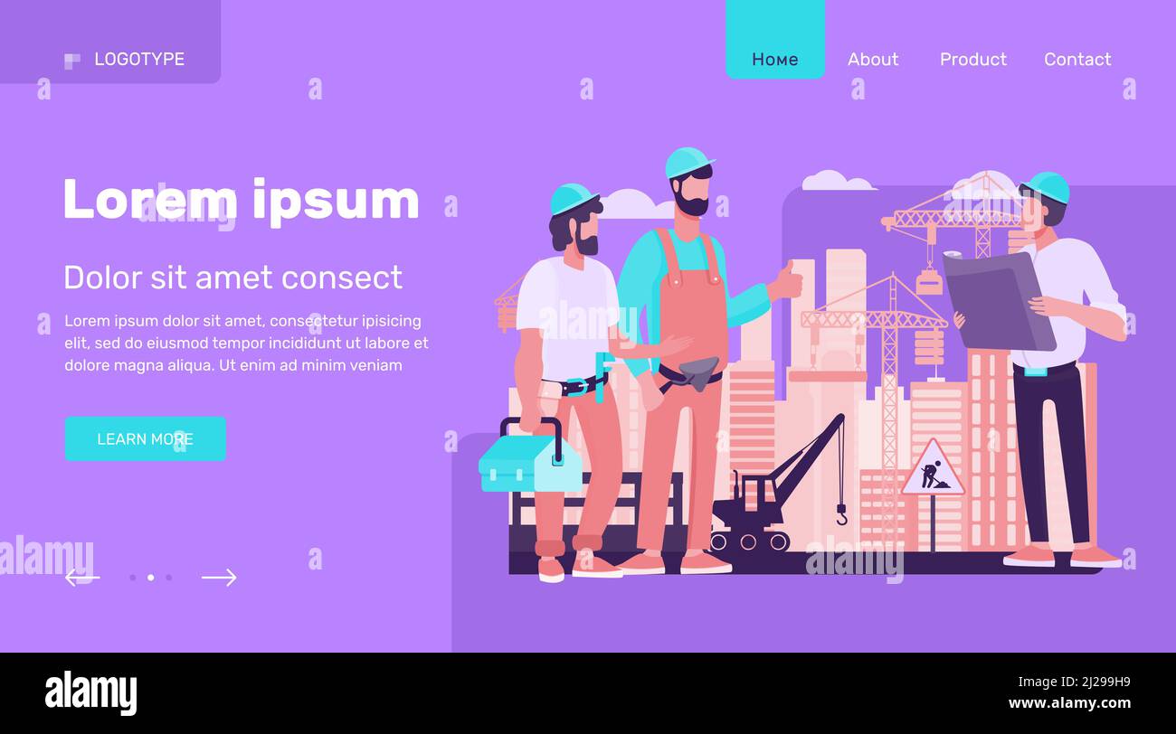 Engineers team discussing issues at construction site flat vector ...