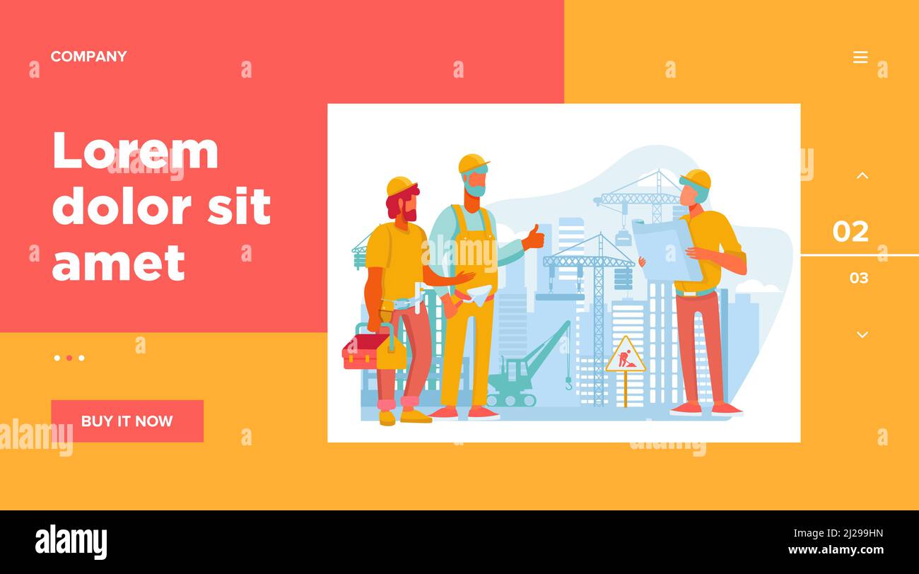 Engineers team discussing issues at construction site flat vector ...