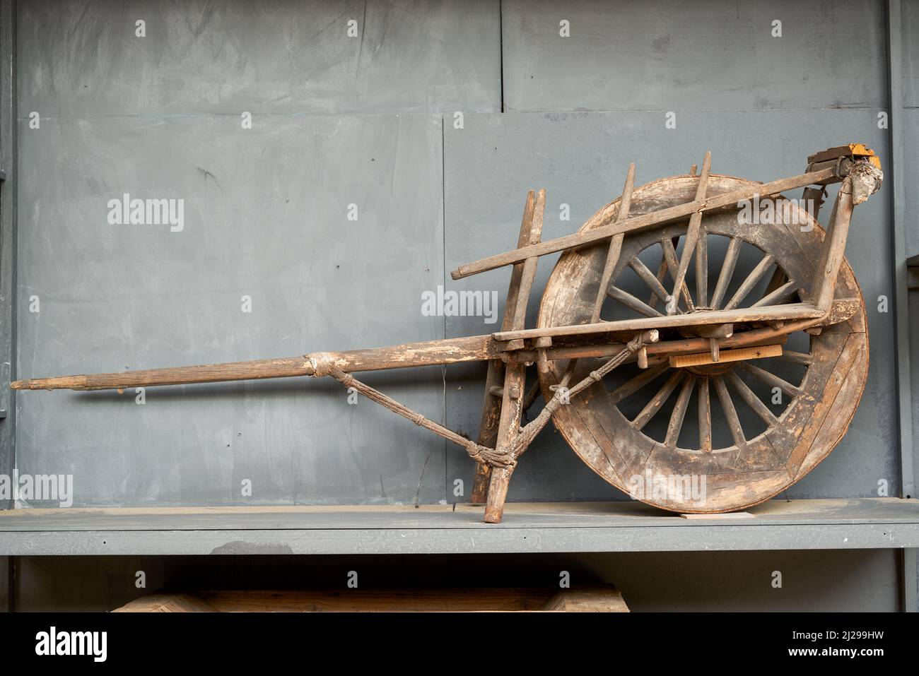 Wooden tiller and grain dividing equipment used for rice cultivation in ...