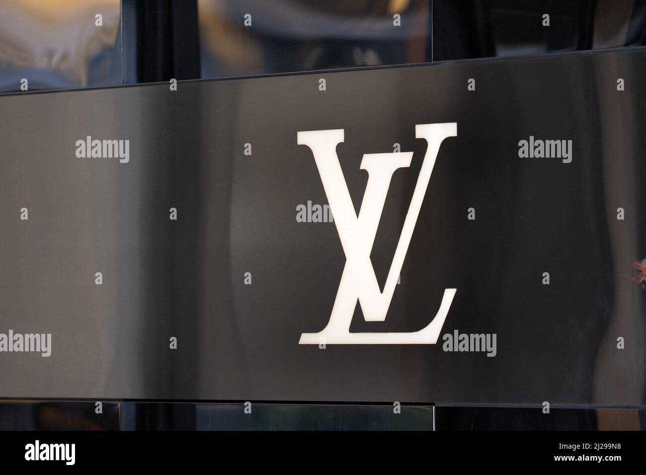 A shop sign of LOUIS VUITTON, on March 28 2022 in Los Angeles CA, USA ...