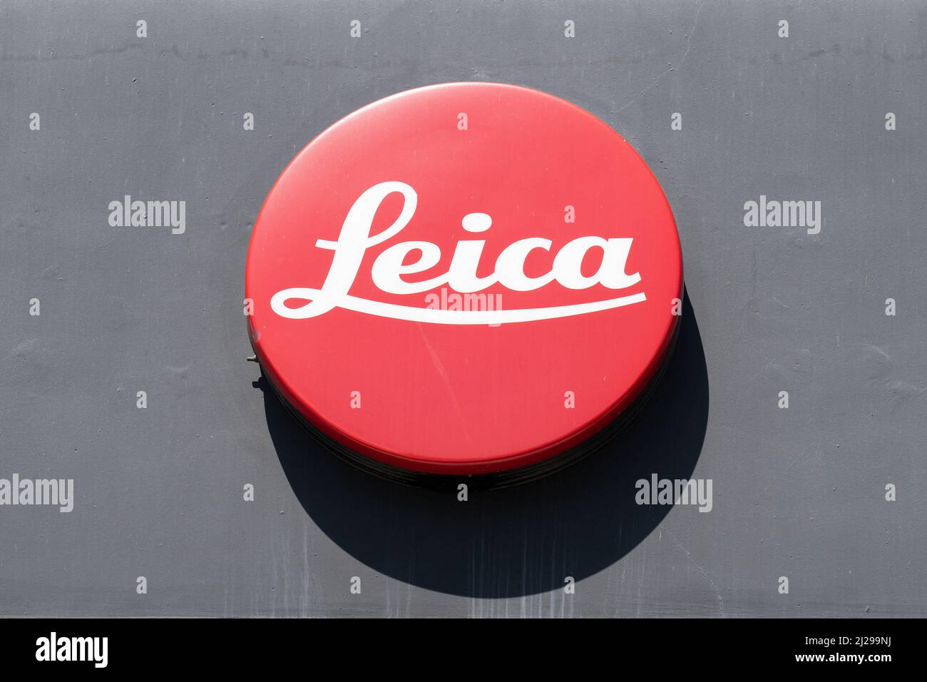 A shop sign of Leica, on March 28 2022 in Los Angeles CA, USA. Photo by ...